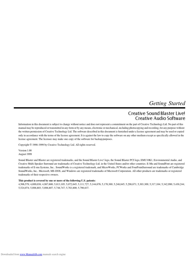 Getting Started: Creative Sound Blaster Live! Creative Audio Software ...
