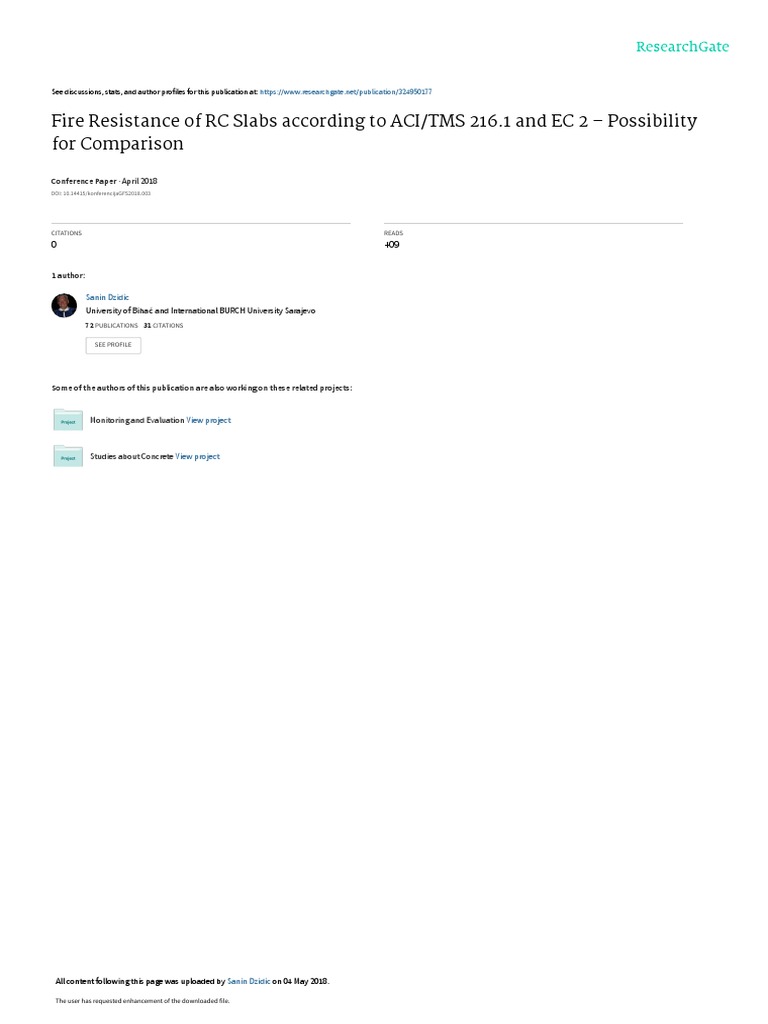 Fire Resistance of RC Slabs According To ACI/TMS 216.1 and EC 2 ...