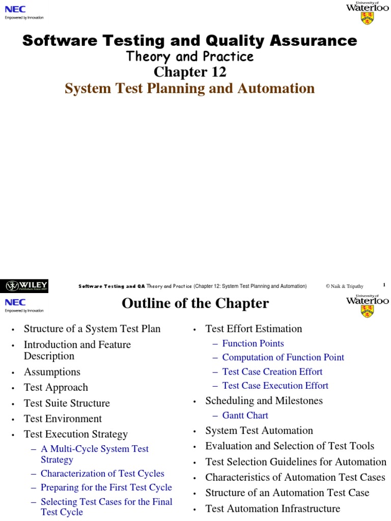 Software Testing and Quality Assurance: System Test Planning and ...