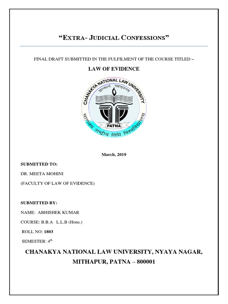 Extra Judicial Confession - Law of Evidence FD | PDF | Confession (Law ...