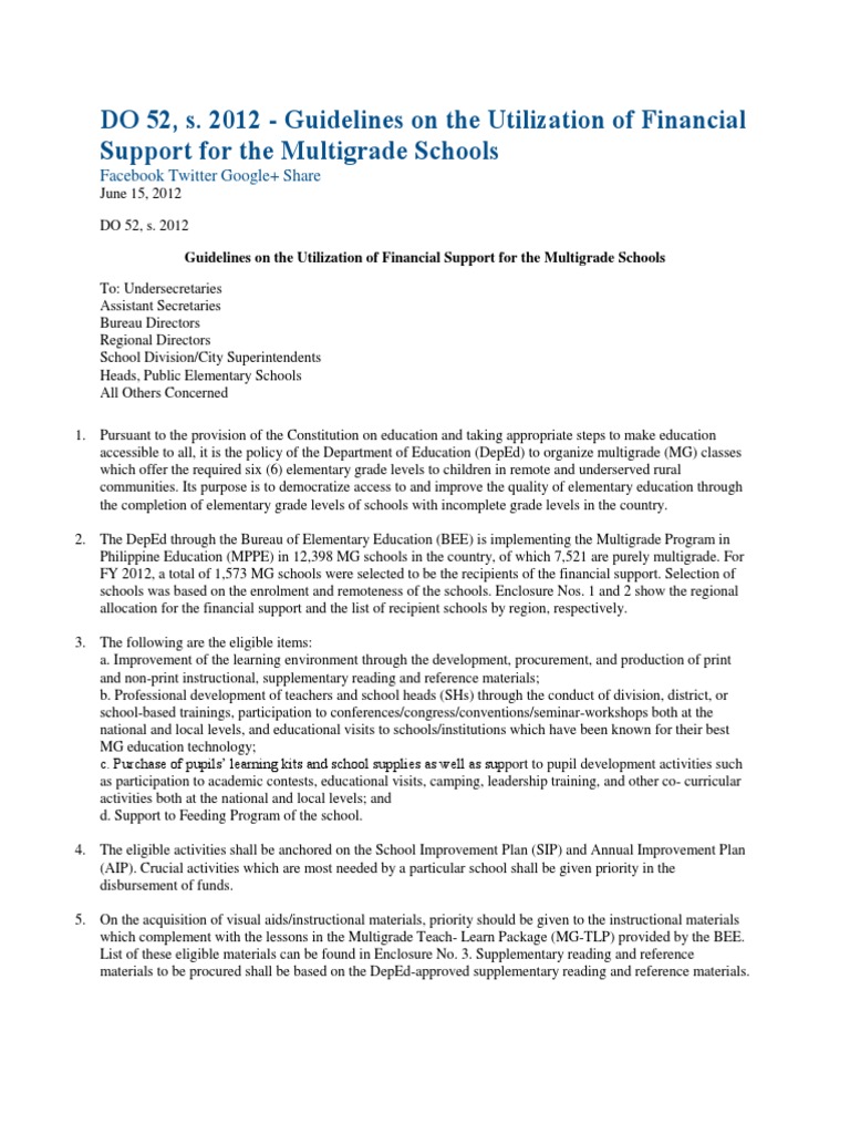 Deped Order 52, S 2012 | PDF | Government | Learning