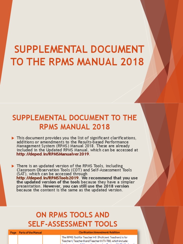 Supplemental Document To The RPMS Manual 2018 | PDF