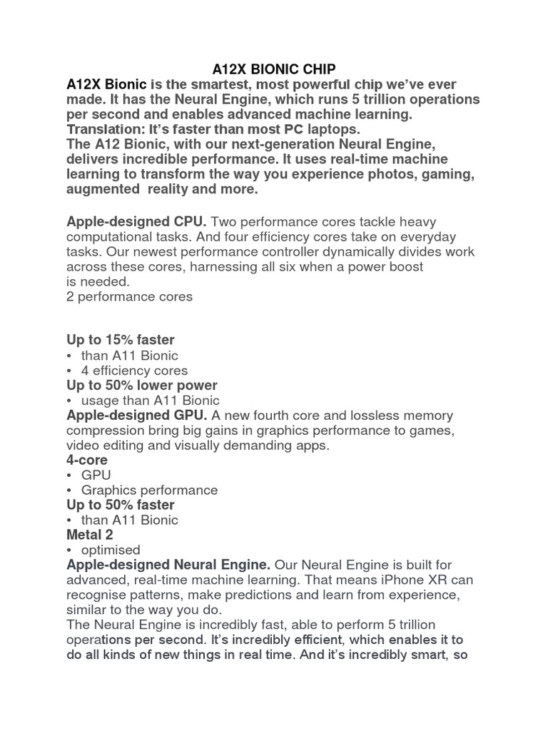 A12x Bionic Chip | PDF | Multi Core Processor | Computer Hardware