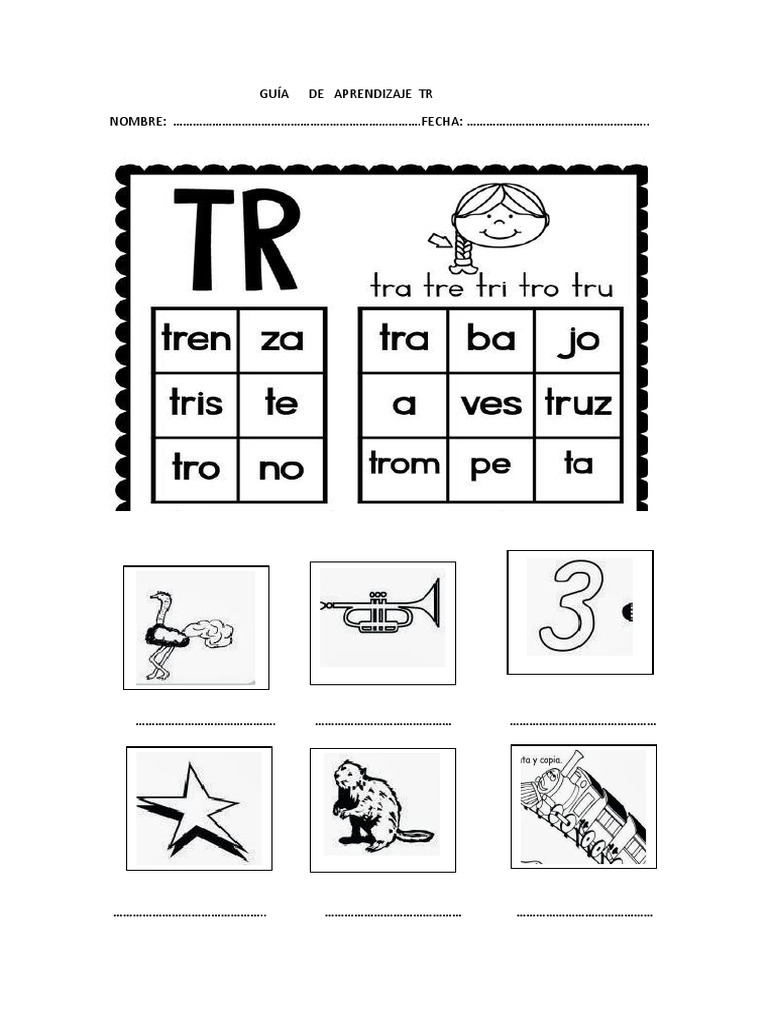 Guía de Aprendizaje: Grupo Consonántico TR | PDF | Hogar, jardinería y ...
