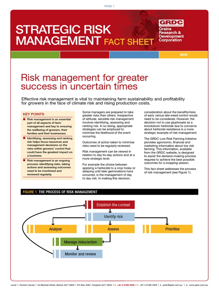 Strategic Risk Management for Farmers | PDF | Risk Management | Herbicide
