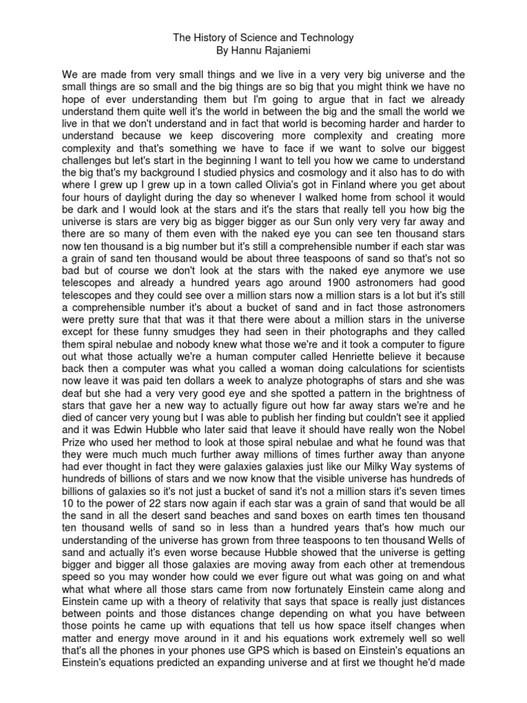 Evolution of Science and Technology | PDF | Atoms | Big Bang