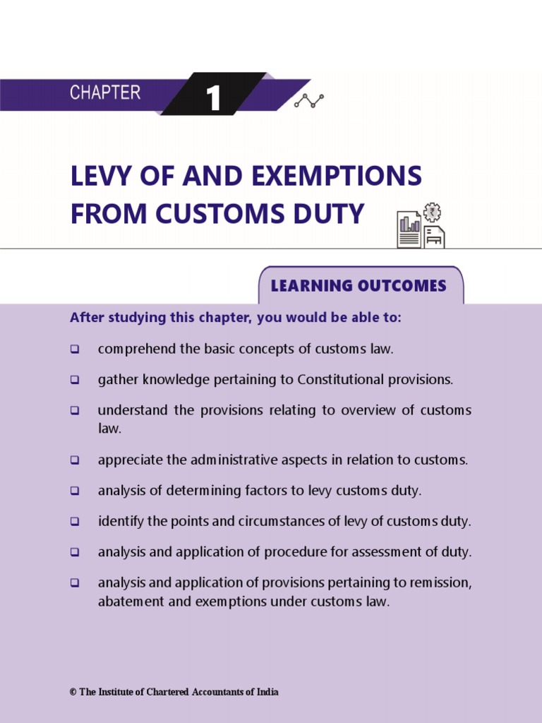 Levy of and Exemptions From Customs Duty: After Studying This Chapter ...