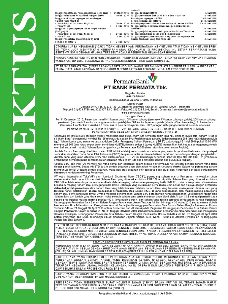 Prospektus Penawaran Umum Terbatas VII | PDF