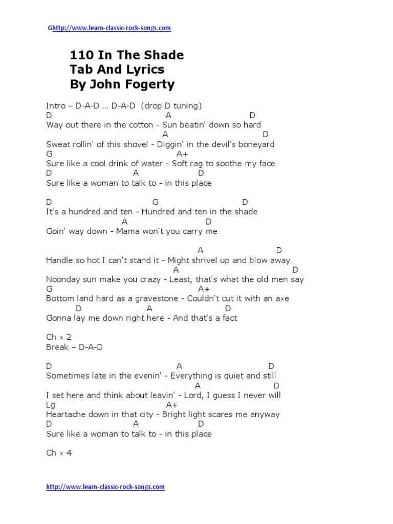 110 in The Shade Tab by John Fogerty | PDF
