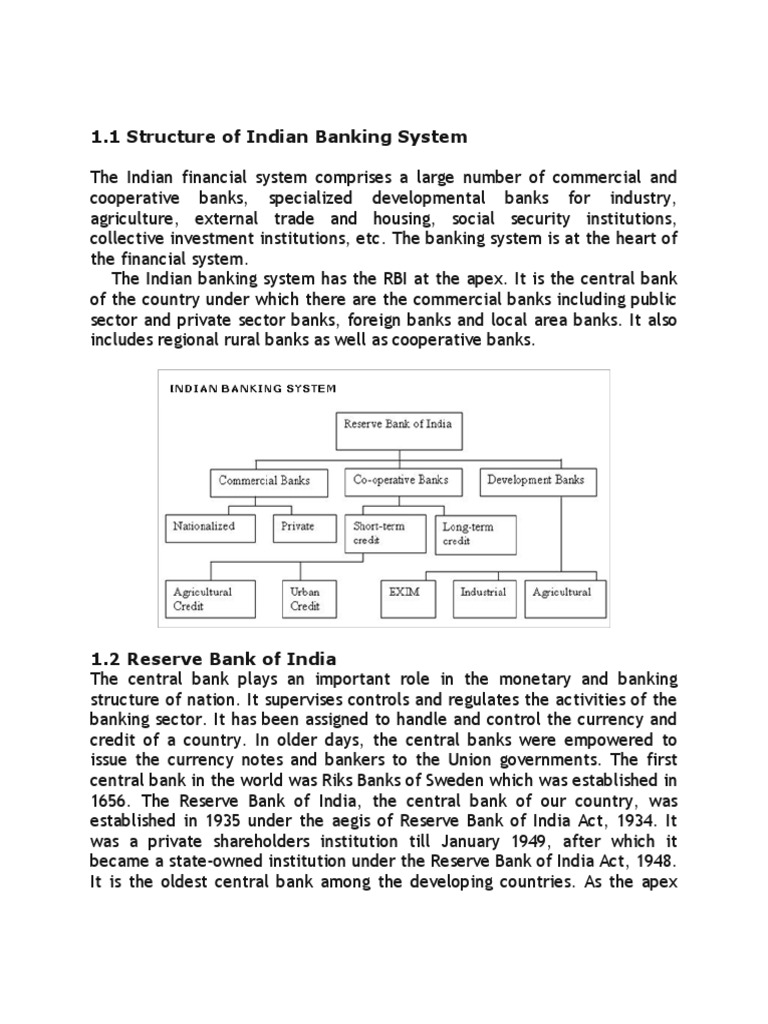 1.1 Structure of Indian Banking System | PDF | Reserve Bank Of India ...