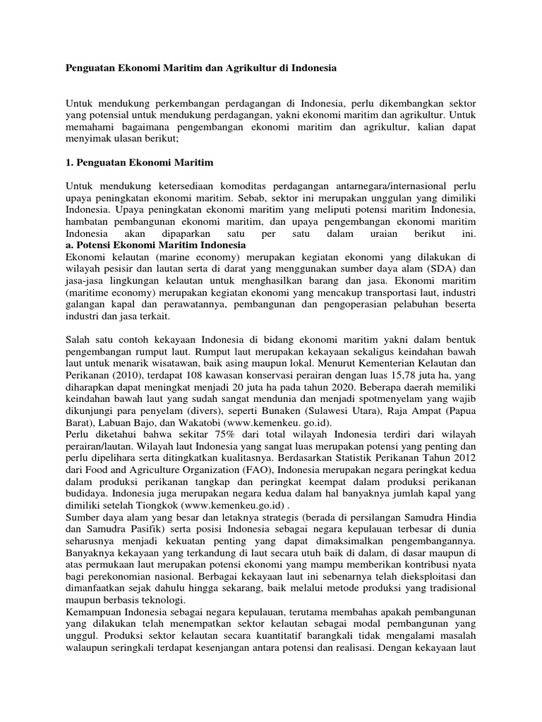 Penguatan Ekonomi Maritim dan Agrikultur | PDF