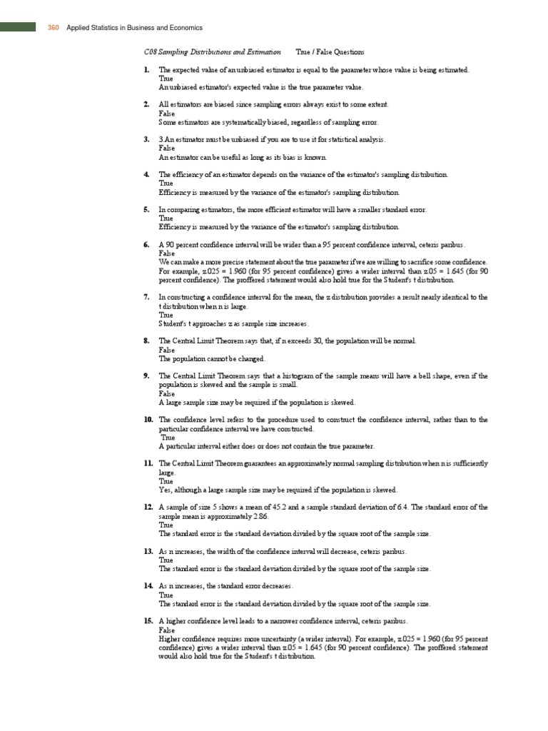 C08 Sampling Distributions and Estimation AK | PDF | Standard Error | Estimator
