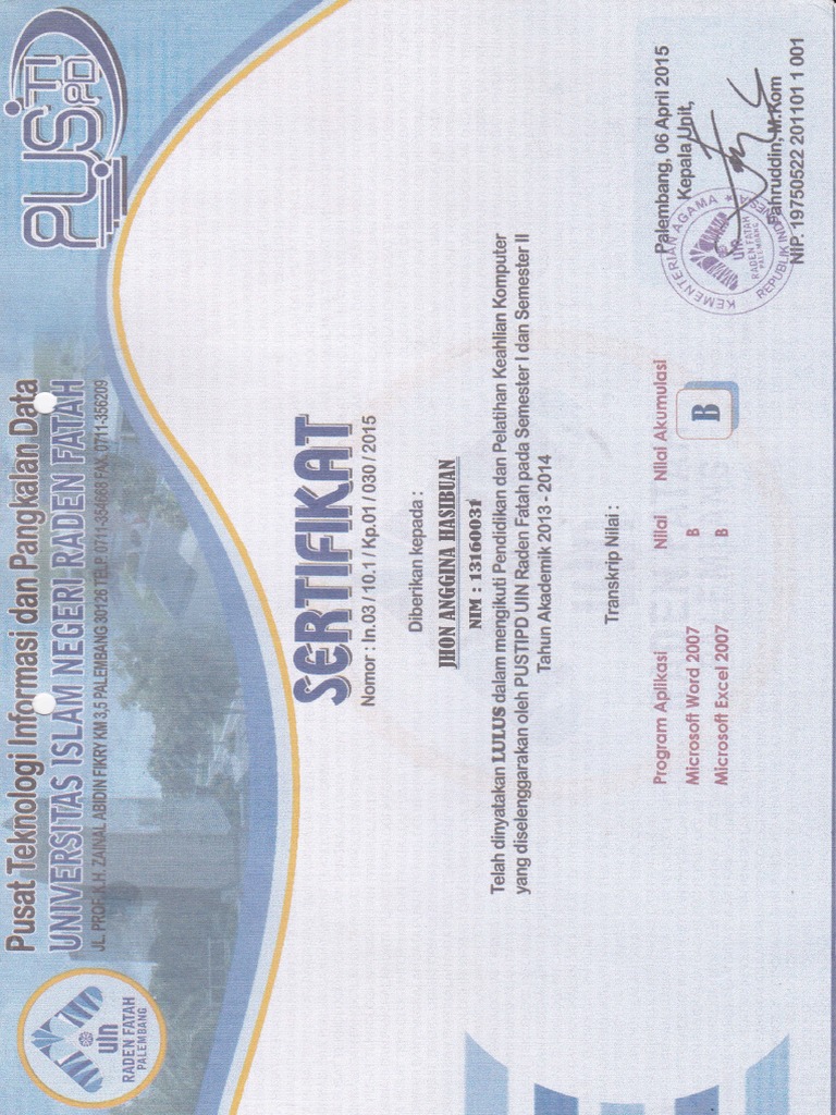 Sertifikat Puskom | PDF