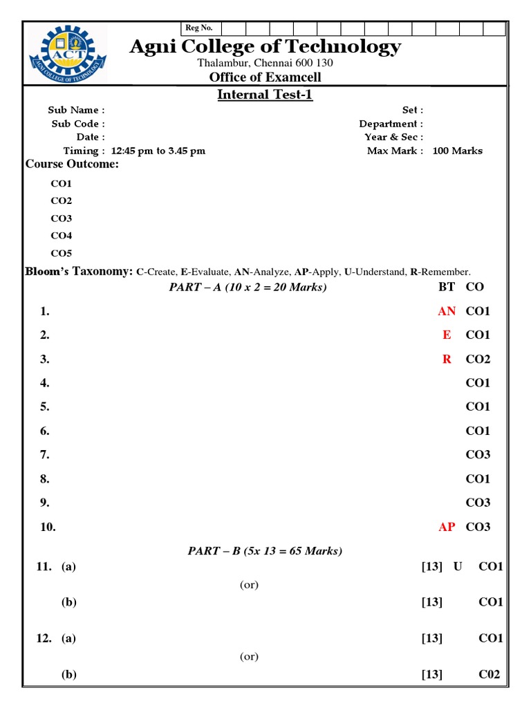 Sample IT Question Paper Format - 1 - Part C | PDF