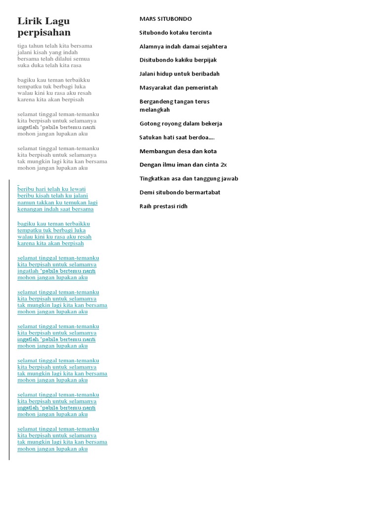 Lirik Lagu Perpisahan Pdf