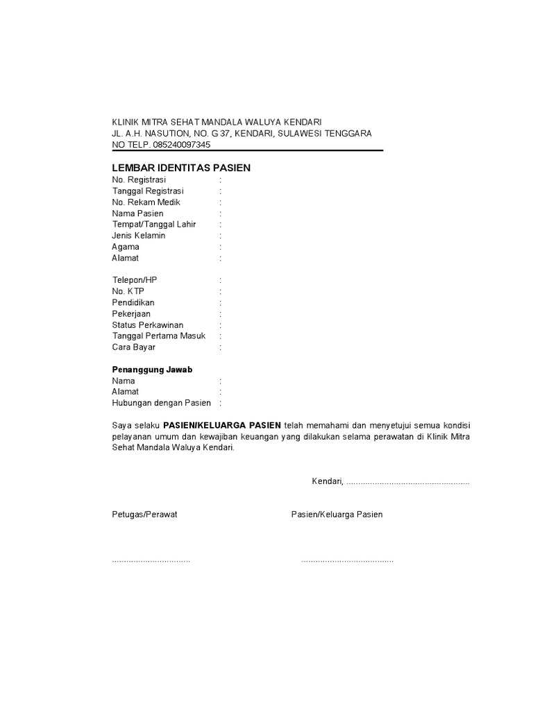 Identitas Pasien | PDF