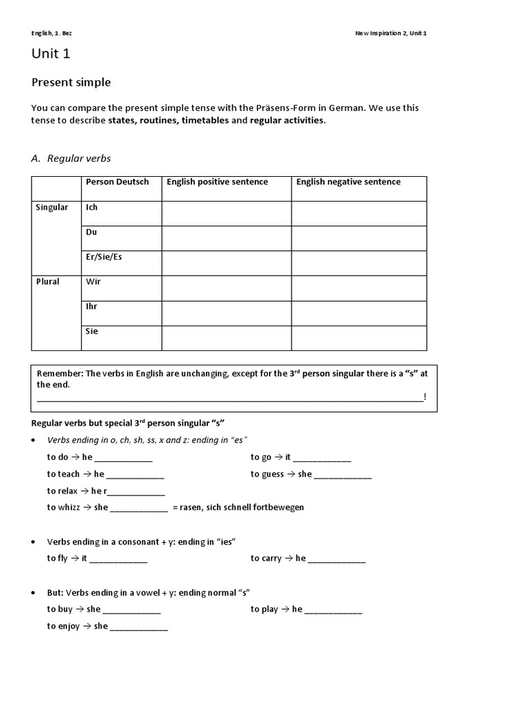 Present Simple Grammar | PDF | English Language | Grammatical Number