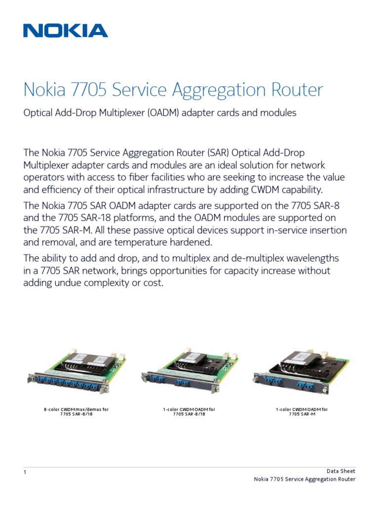 Nokia 7705 SAR OADM Cards Data Sheet en | PDF | Wavelength Division ...