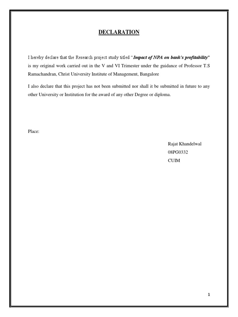 Impact of Npa On Bank Profitability | PDF | Banks | Lawsuit