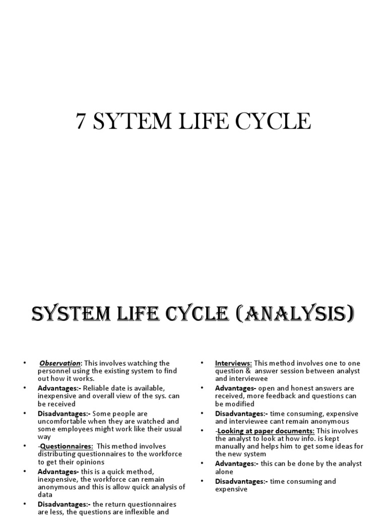 IGCSE ICT System Life Cycle Overview | PDF | Systems Engineering ...