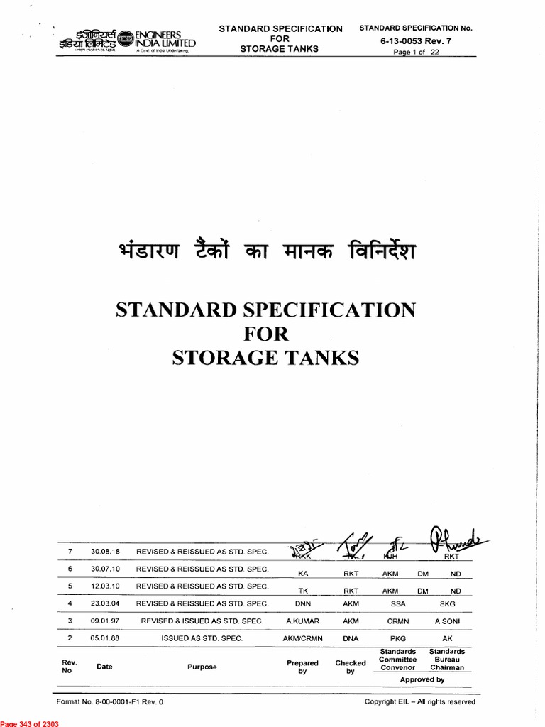Standard Specification For Storage Tanks | PDF | Buoyancy | Structural ...
