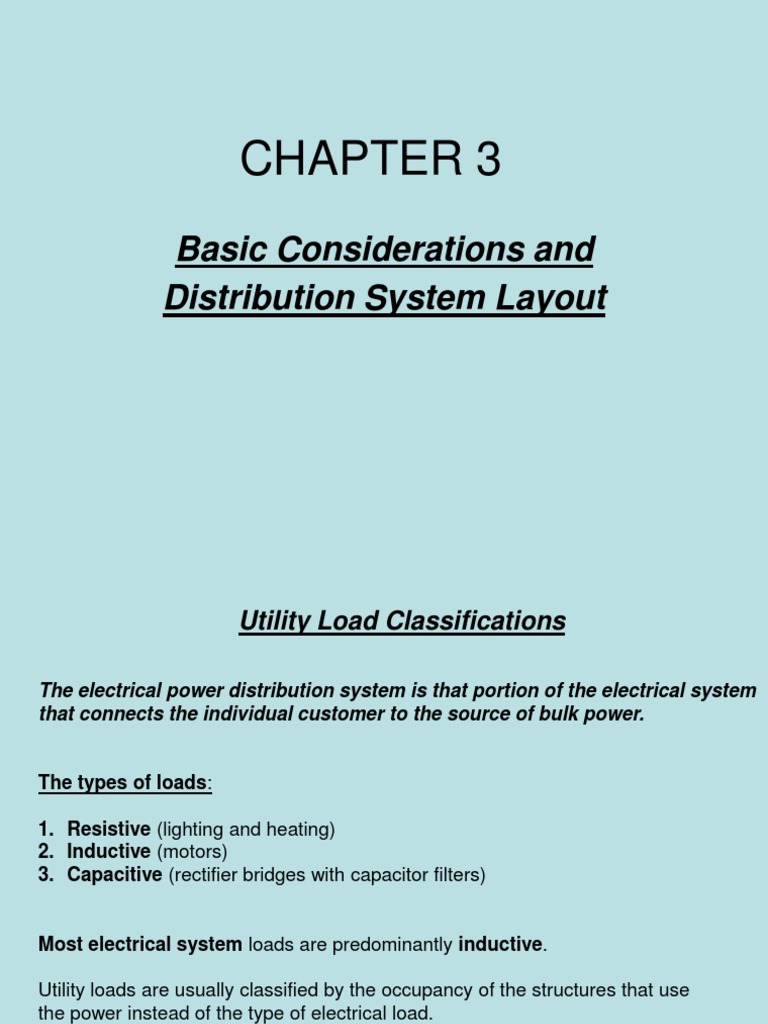 Basic Considerations and Distribution System Layout | PDF | Electric ...