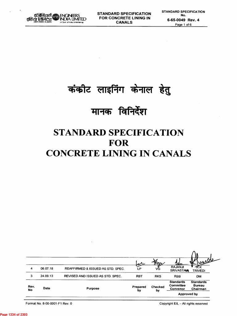 Standard Specification For Concrete Lining in Canals | PDF ...