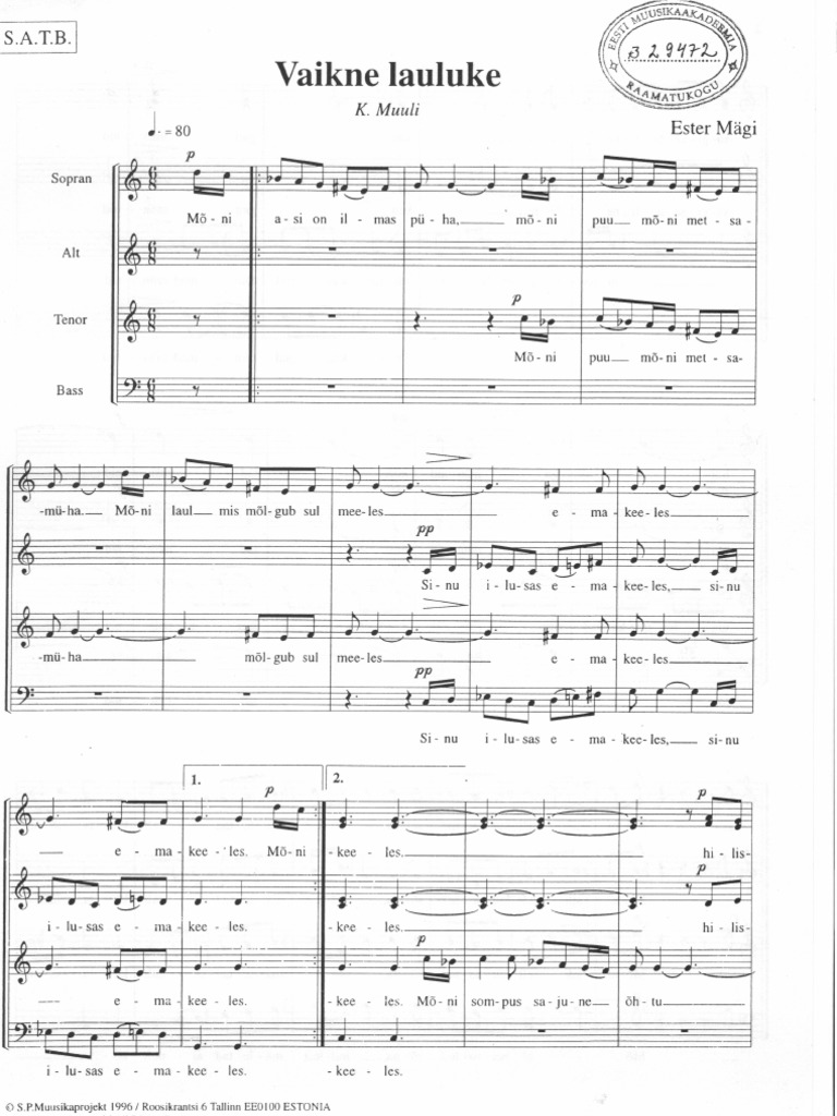 E. Mägi - Vaikne Lauluke | PDF