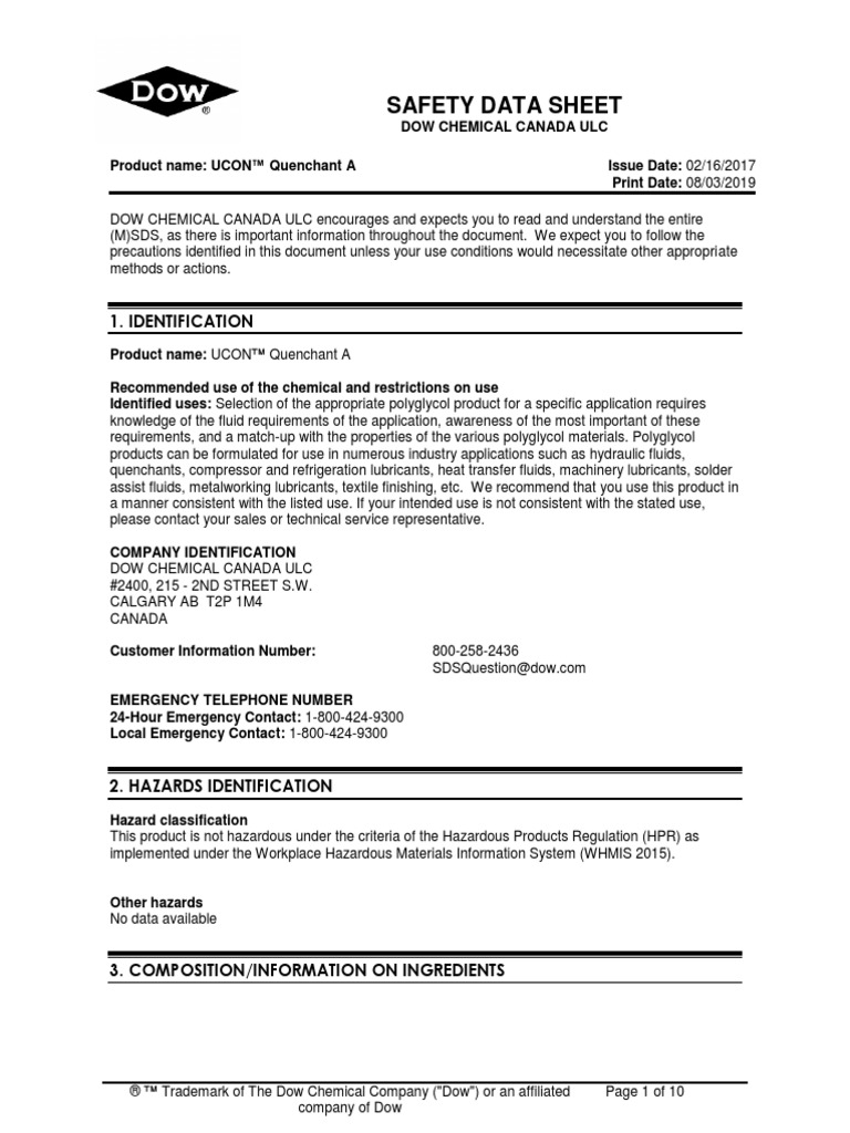 Safety Data Sheet: 1. Identification | PDF | Toxicity | Firefighting