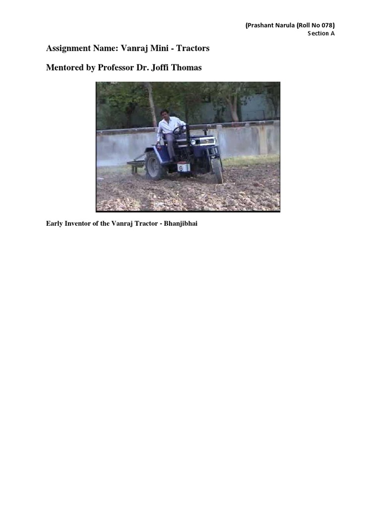 Vanraj Mini-Tractors Target Small Farmers | PDF | Tractor | Market Segmentation