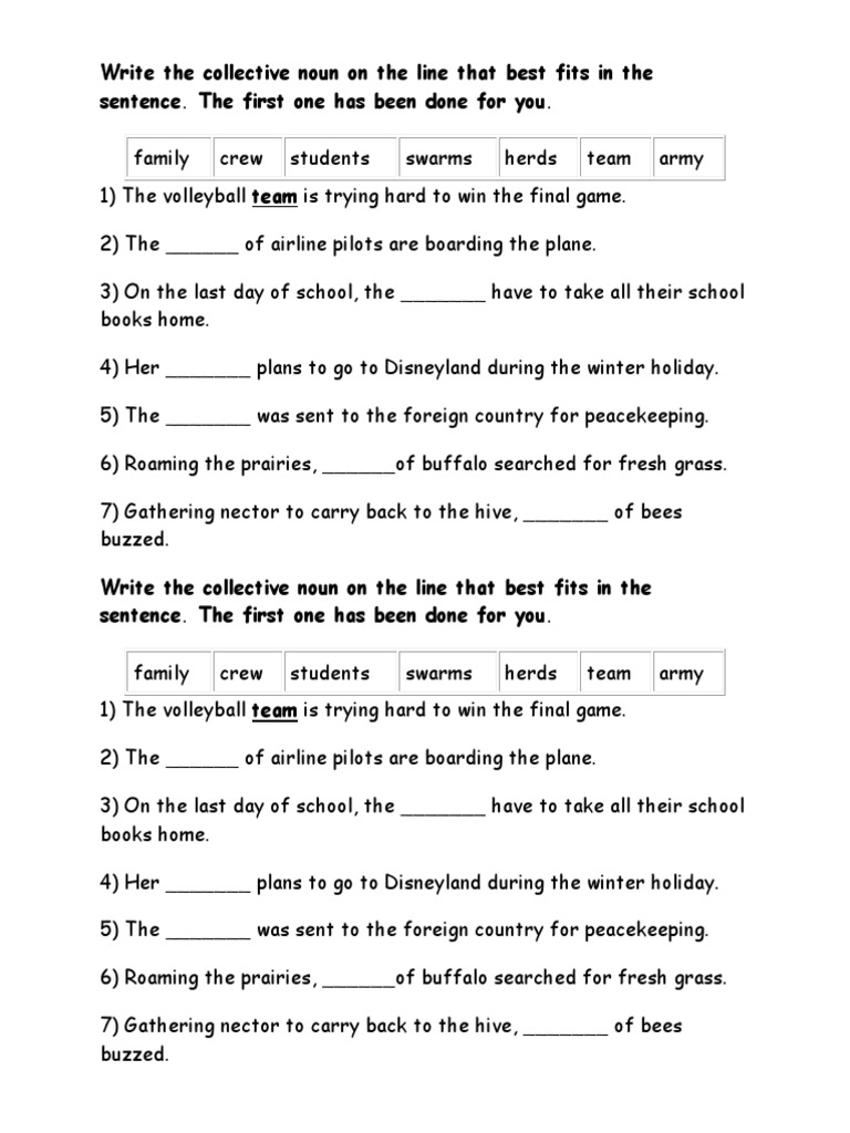 Collective Nouns | PDF | American Bison | Insect Rearing