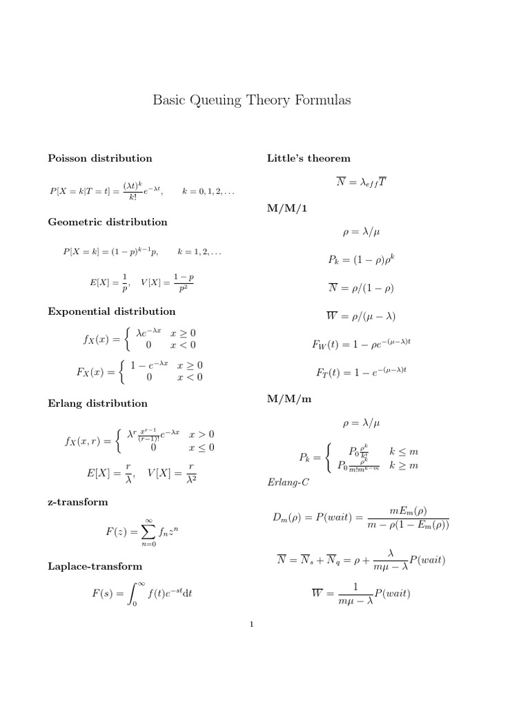 Basic Queuing Theory Formulas | PDF | Systems Science | Performance Management