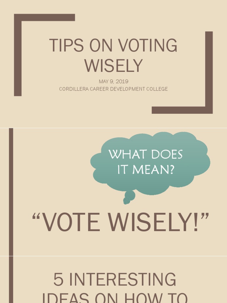 Tips for Voting Wisely in Elections | PDF