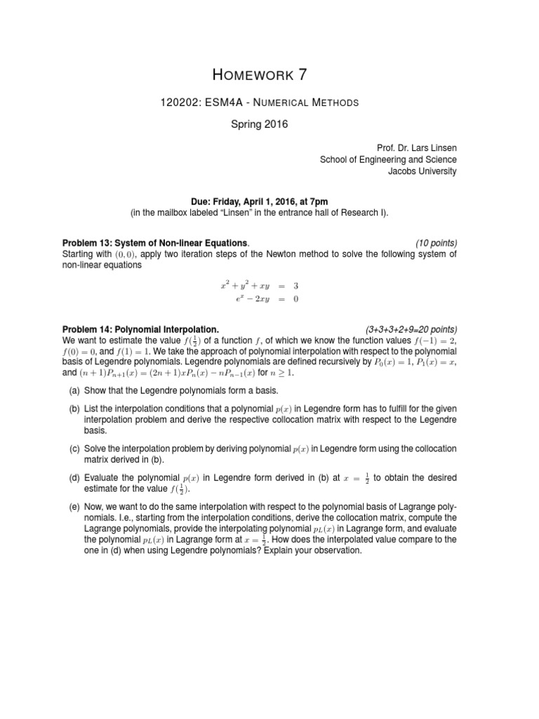 Homework07 PDF | PDF | Interpolation | Algorithms