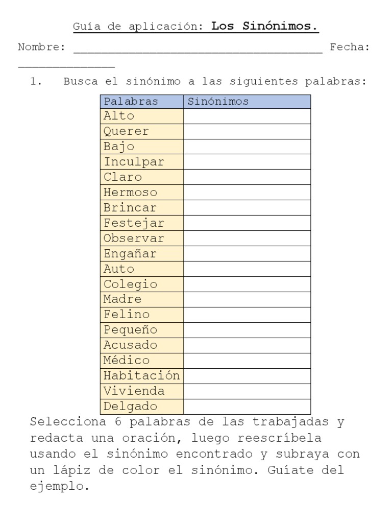 Guia Sinonimos y Antonimos | PDF