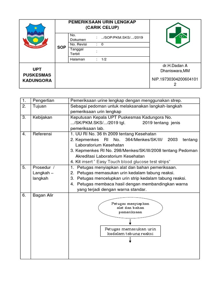 Sop Pemeriksaan Urine Lengkap (Strip) | PDF