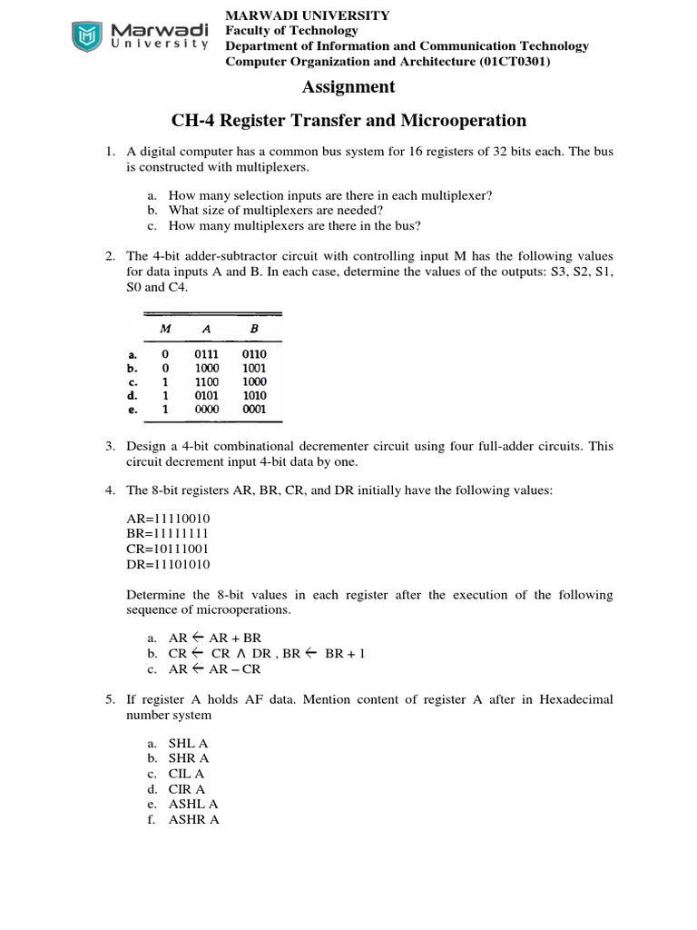 Register Transfer & Microoperations | PDF | Electrical Engineering | Areas Of Computer Science
