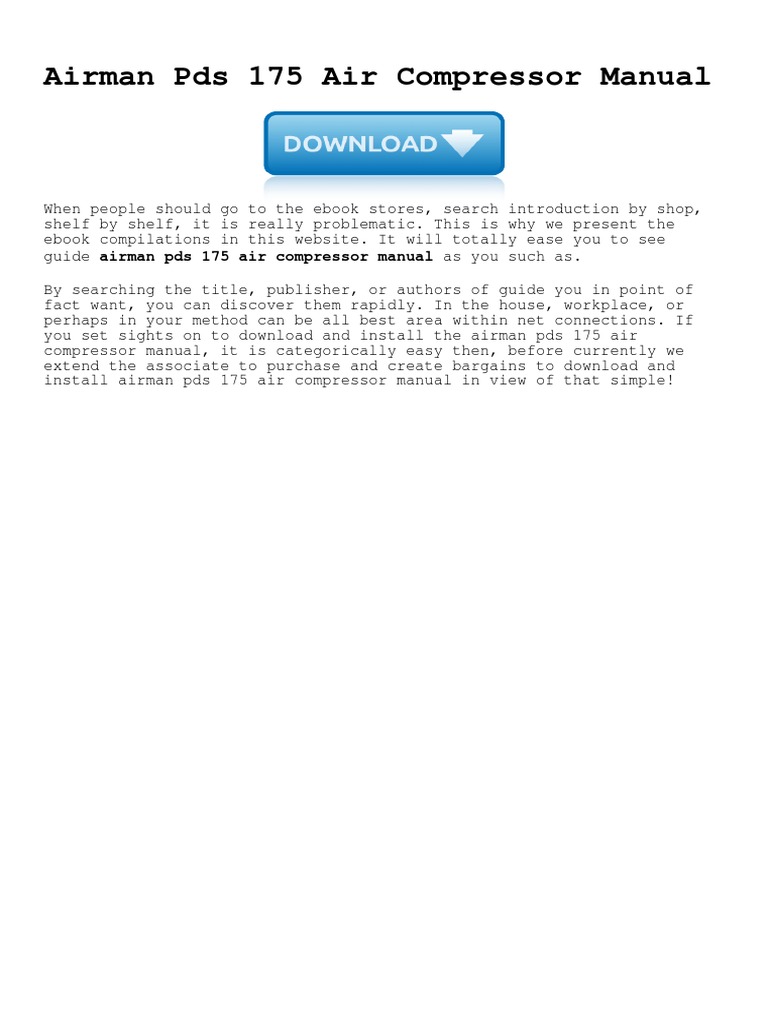 Airman PDS 175 Compressor Manual | PDF