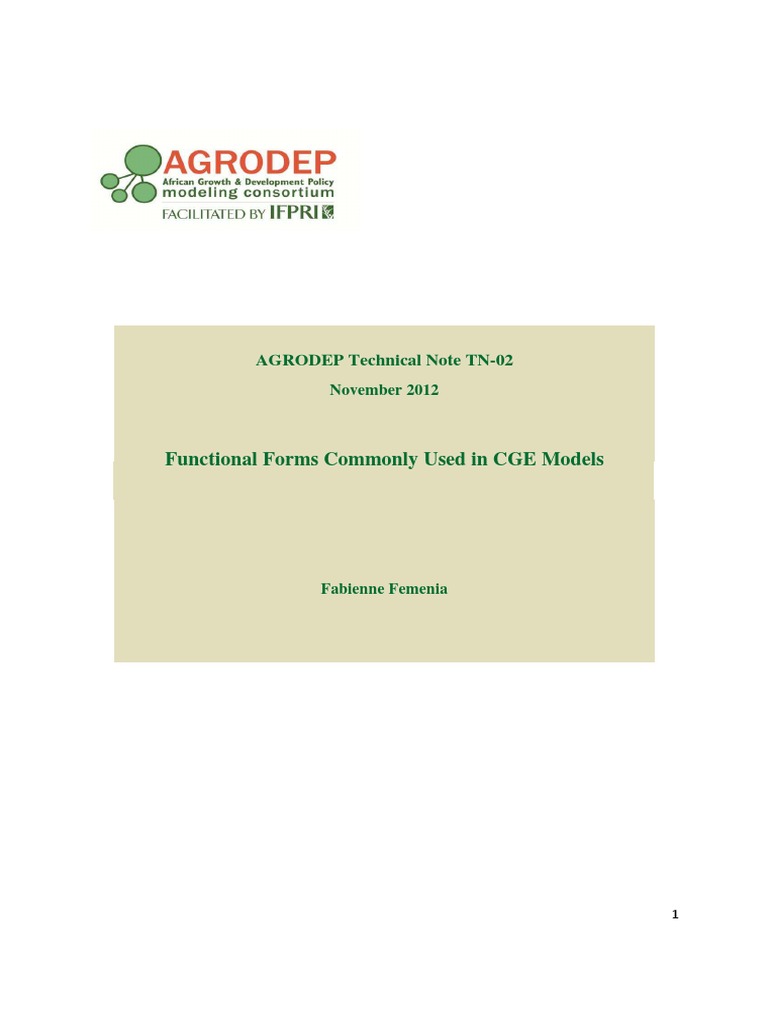 Functional Forms Commonly Used in CGE Models | PDF | Consumers ...