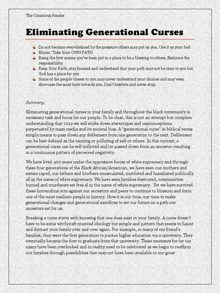 Eliminating Generational Curses | PDF | Family | Behavioural Sciences