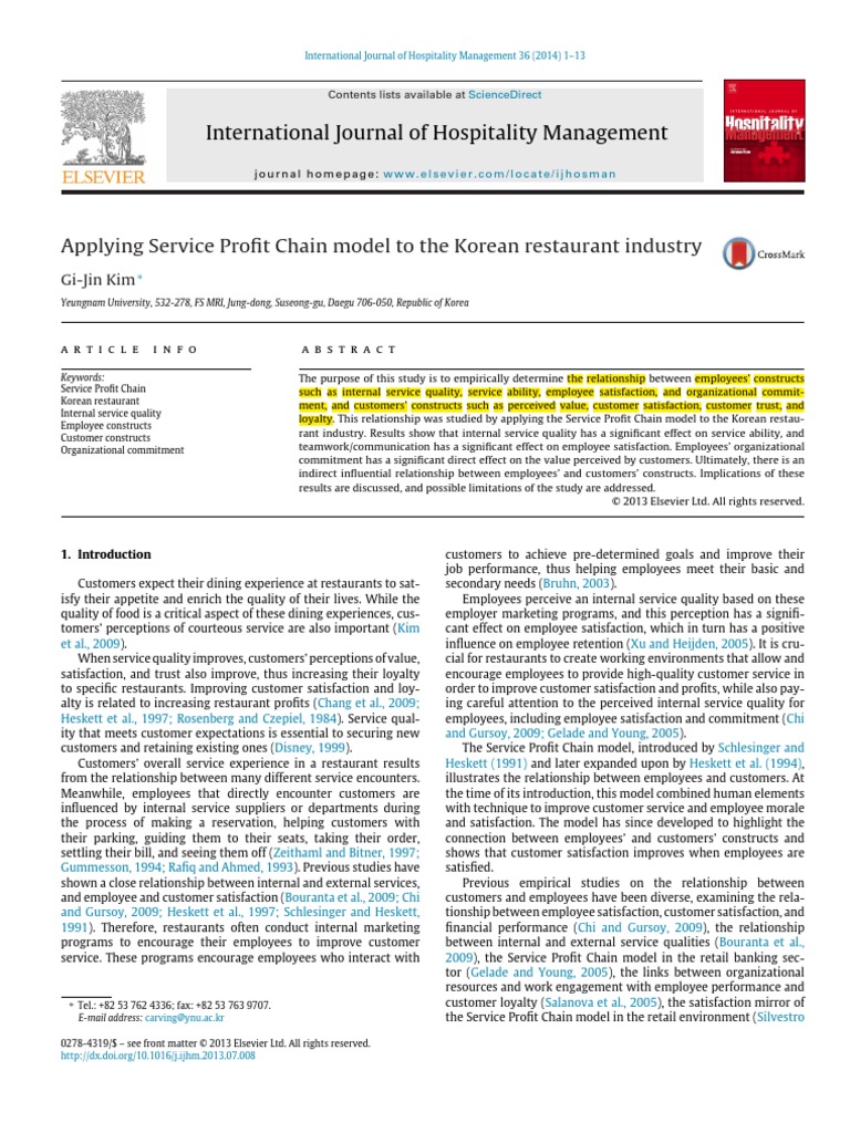 Service Profit Chain | PDF | Factor Analysis | Customer Satisfaction