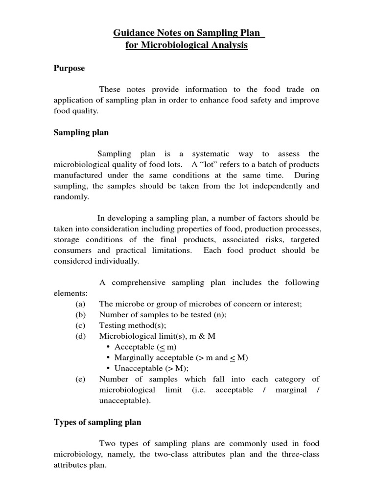 Sample Plan | PDF | Sampling (Statistics) | Microbiology