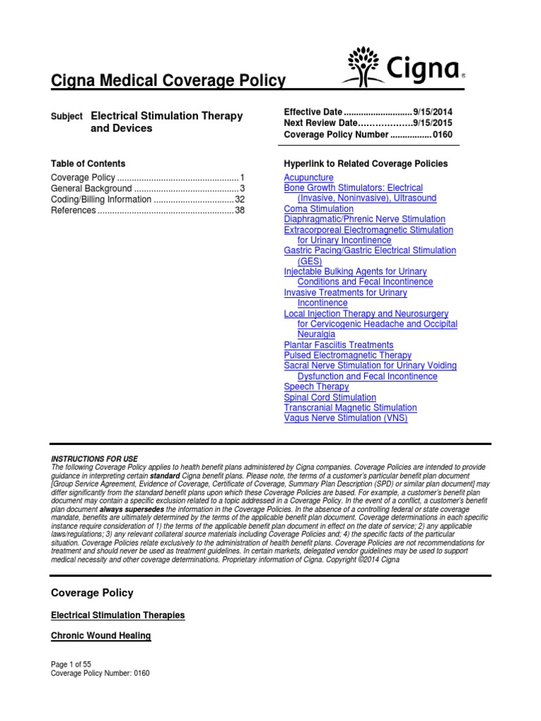 Cigna Medical Coverage Policy: Electrical Stimulation Therapy and ...