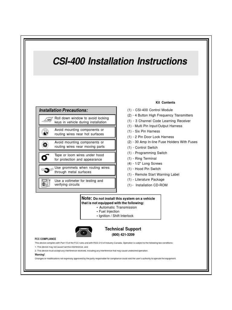 CSI-400 Installation Instructions | Download Free PDF | Switch ...