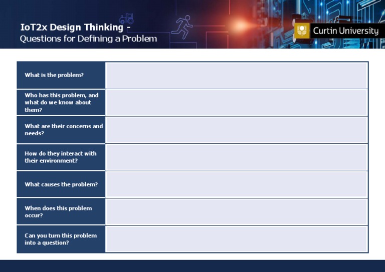 Iot2X Design Thinking - : Questions For Defining A Problem | PDF
