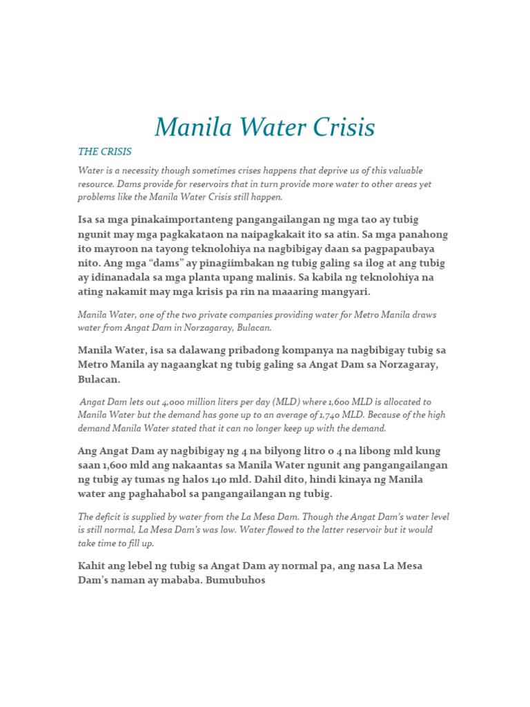 Manila Water Crisis - Script - . . | PDF