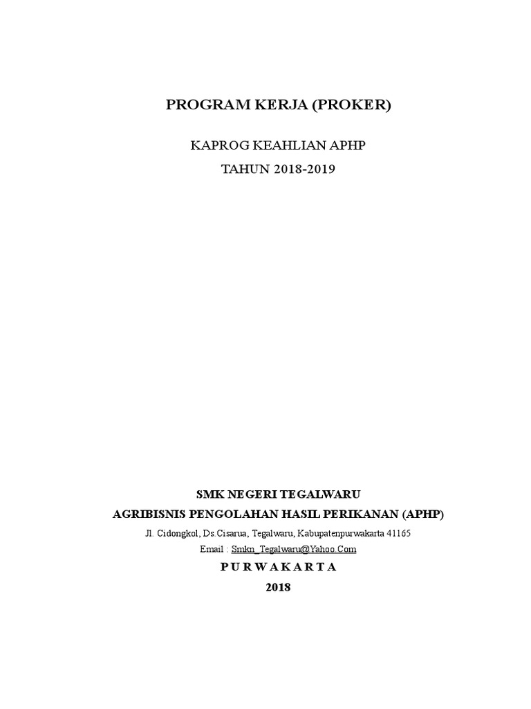 Proker Kaprog APHP SMK Tegalwaru 2018-2019 | PDF
