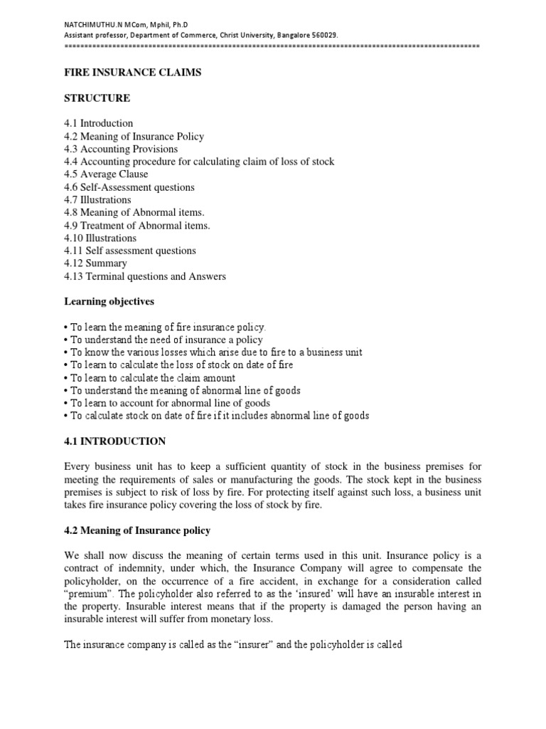 Fire Insurance Claims | PDF | Property Insurance | Insurance