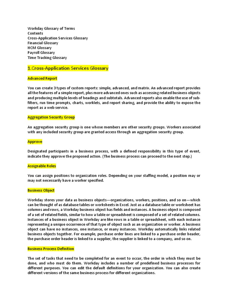 Workday Terms for HR & Finance Pros | PDF | Employee Benefits | Payments