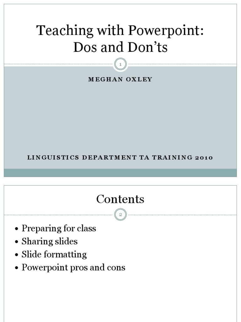 Teaching With Powerpoint: Dos and Don'ts: Meghan Oxley | PDF ...